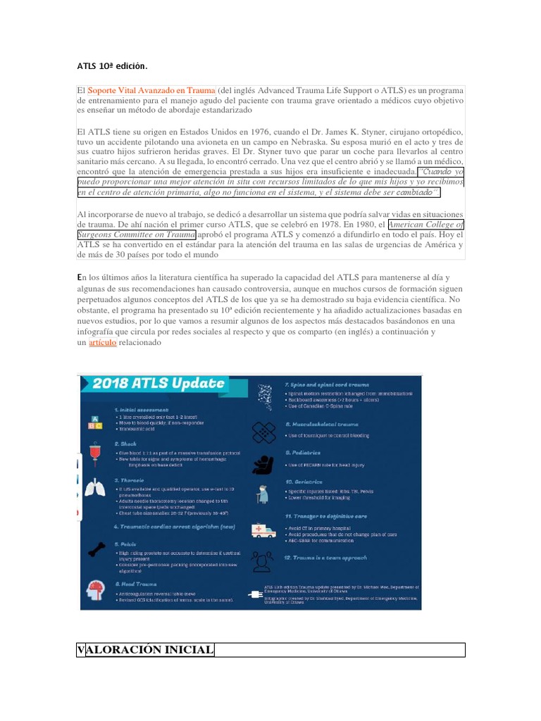 ATLS 10 Edición | PDF | Traumatologia | Ciencias de la Salud