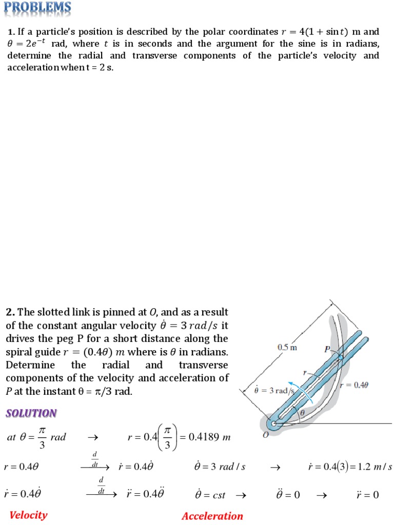 Velocity and Acceleration in Polar Coordinates | PDF | Acceleration ...