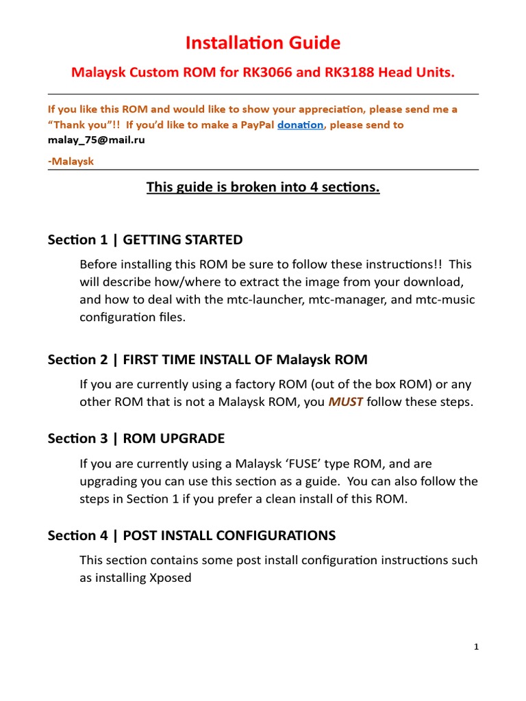 Installation Guide: Malaysk Custom ROM For RK3066 and RK3188 Head Units | PDF | Booting | Read ...