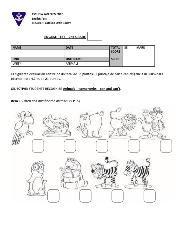 2nd Grade Animals Test | PDF