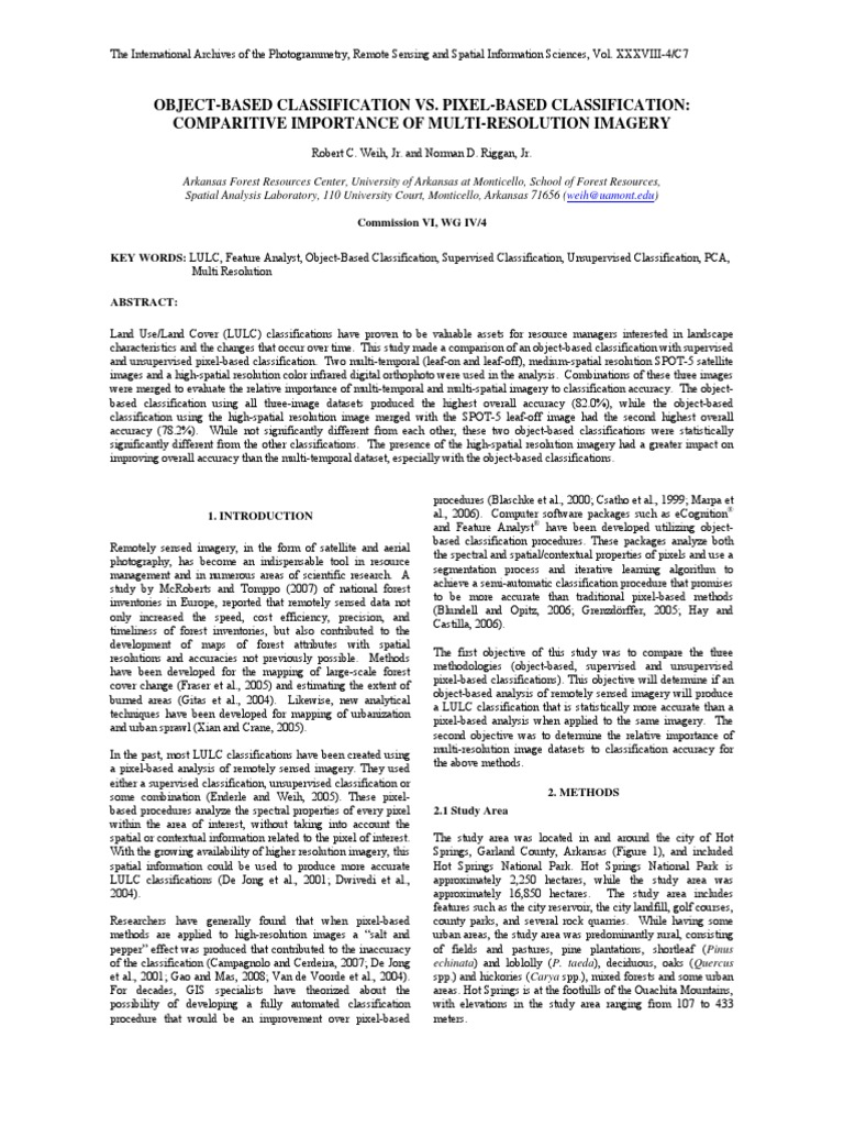 Object-Based Classification vs. Pixel-Based Classification: Comparitive Importance of Multi ...