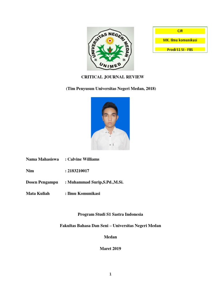 Contoh CJR Ilmu Komunikasi Unimed | PDF