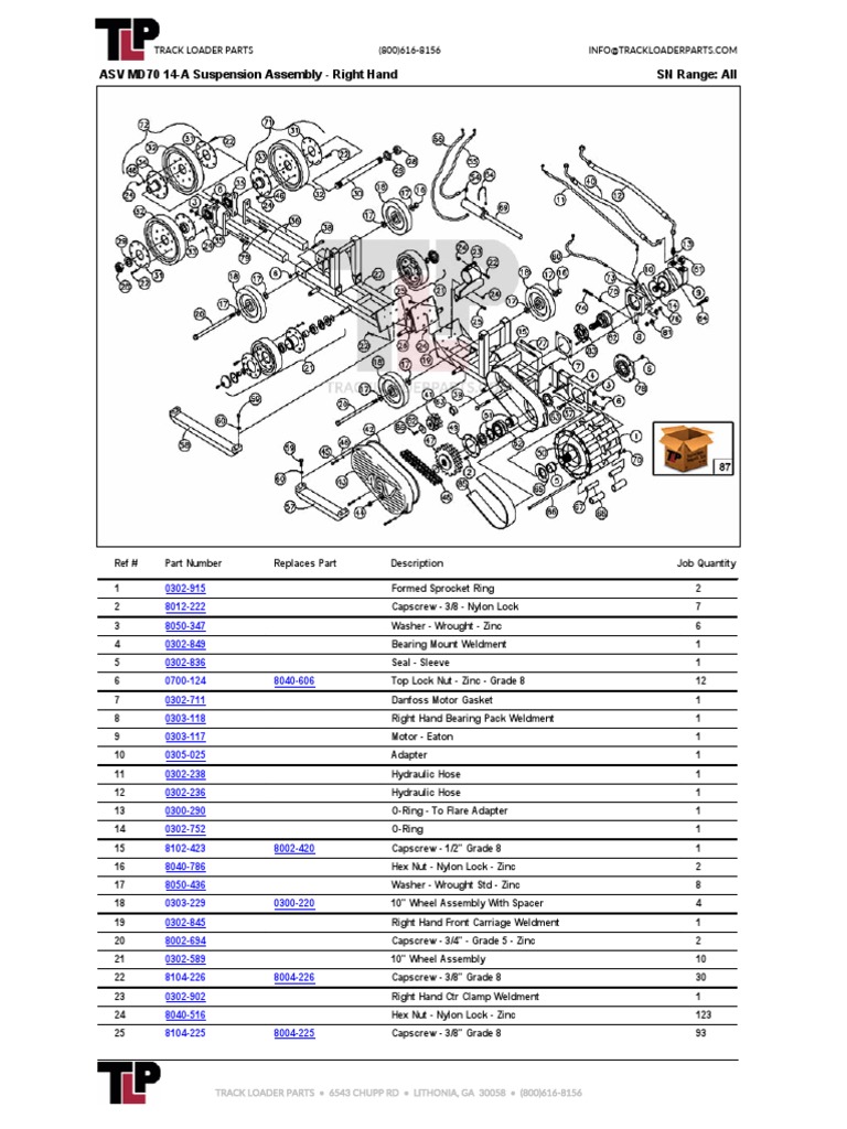 ASV MD70 Suspension Assembly Parts List | PDF | Nut (Hardware) | Screw