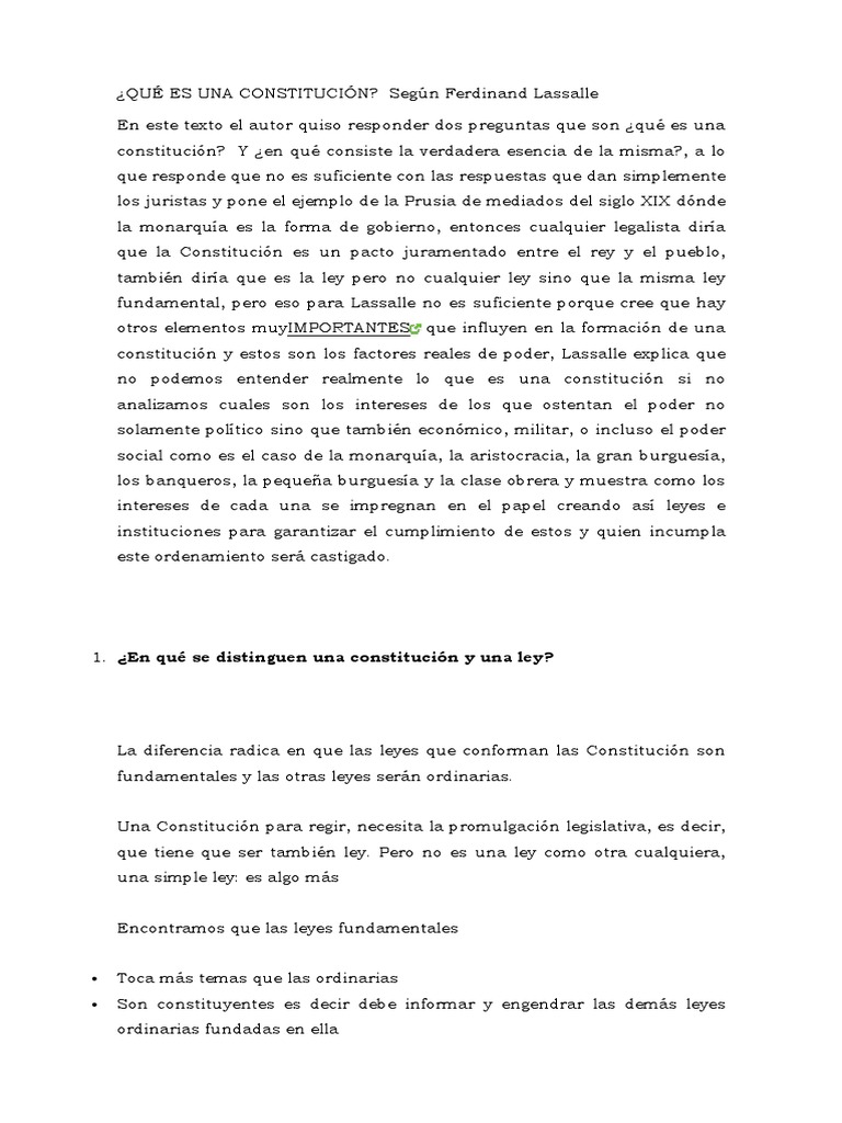 Que Es Una Constitucion Segun Ferdinand Pdf Constitución Nobleza