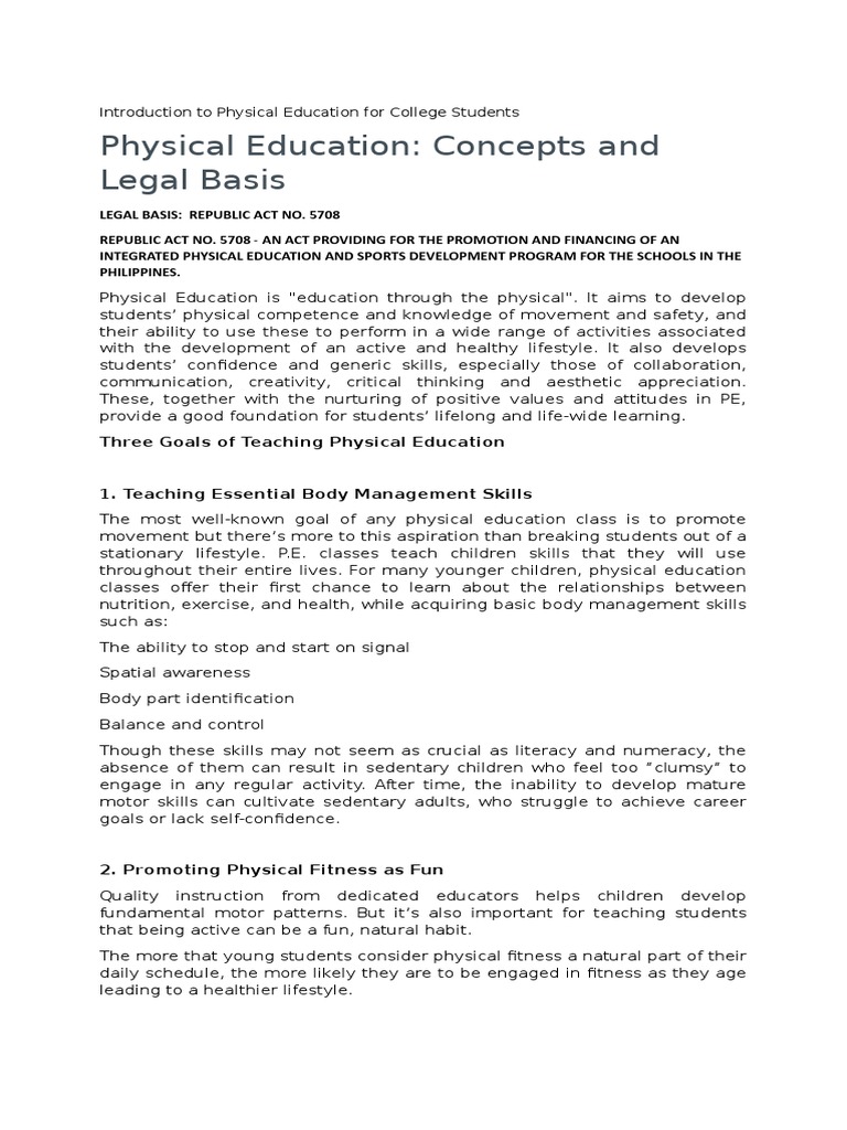 Introduction To Physical Education For College Students | PDF ...