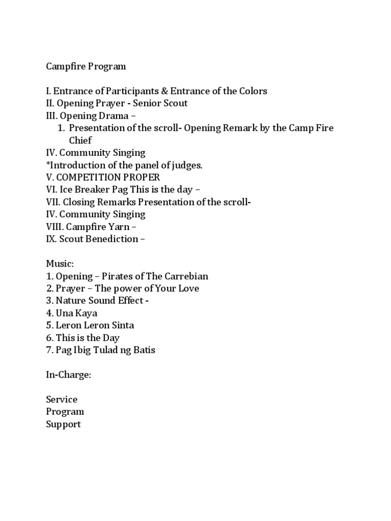Campfire Program | PDF