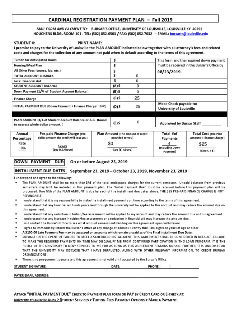 Cardinal Registration Payment Plan - Fall 2019 | Download Free PDF ...