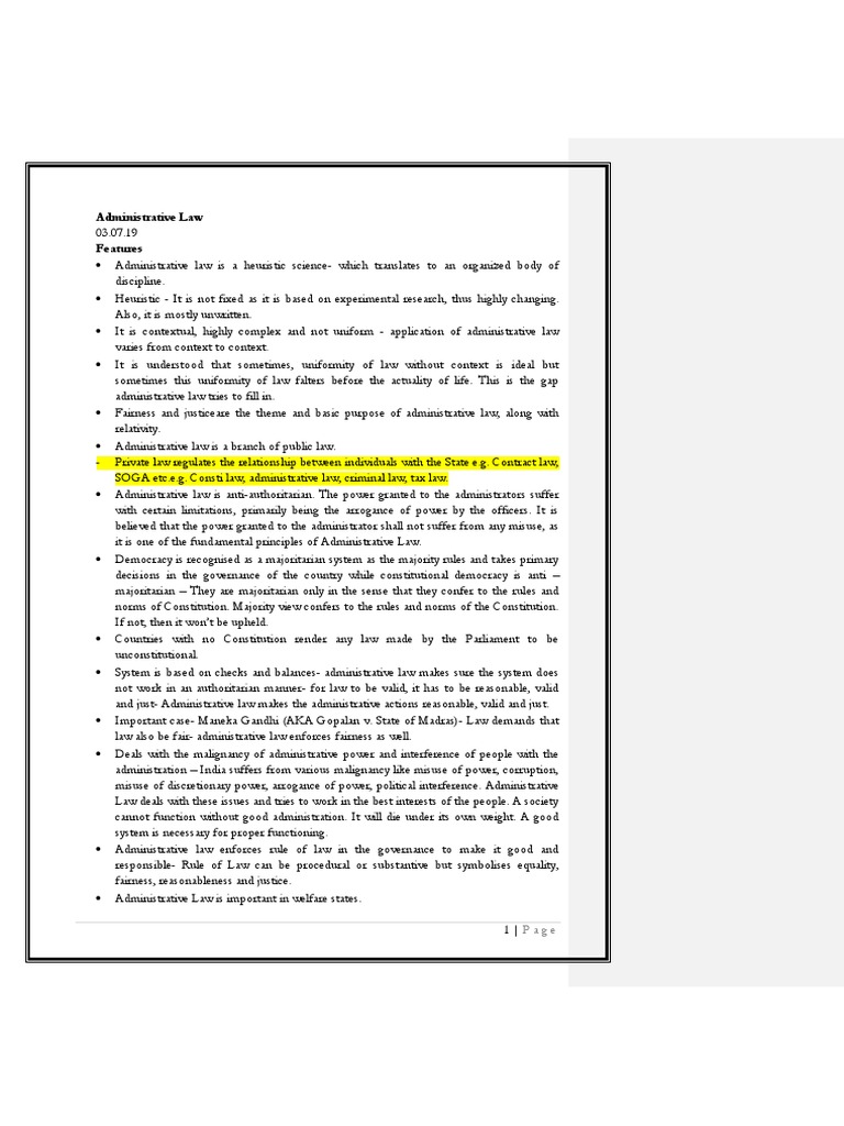 Administrative Law Notes | PDF | Administrative Law | Tort