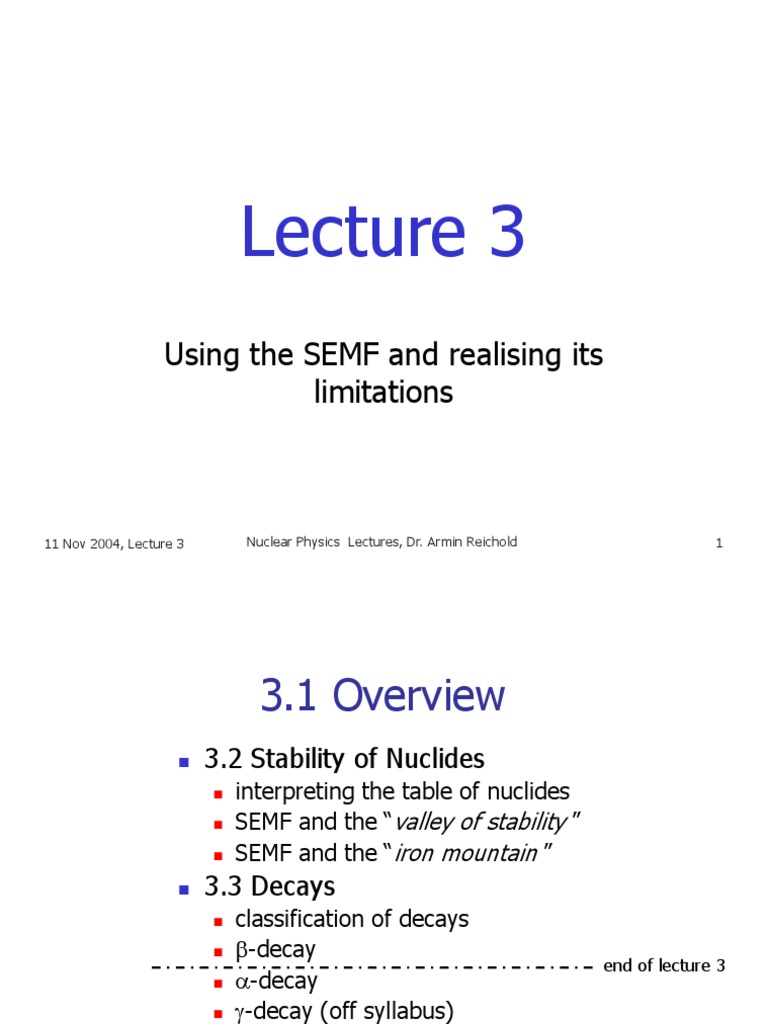 03 INTI Using SEMF and Limitations | PDF | Nuclear Physics | Nuclear ...
