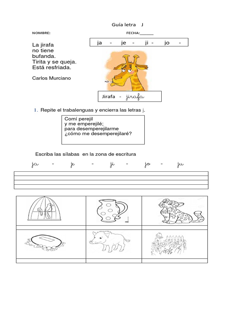 Guía Letra J | PDF
