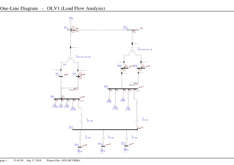 One-Line Diagram - OLV1 (Load Flow Analysis) | PDF