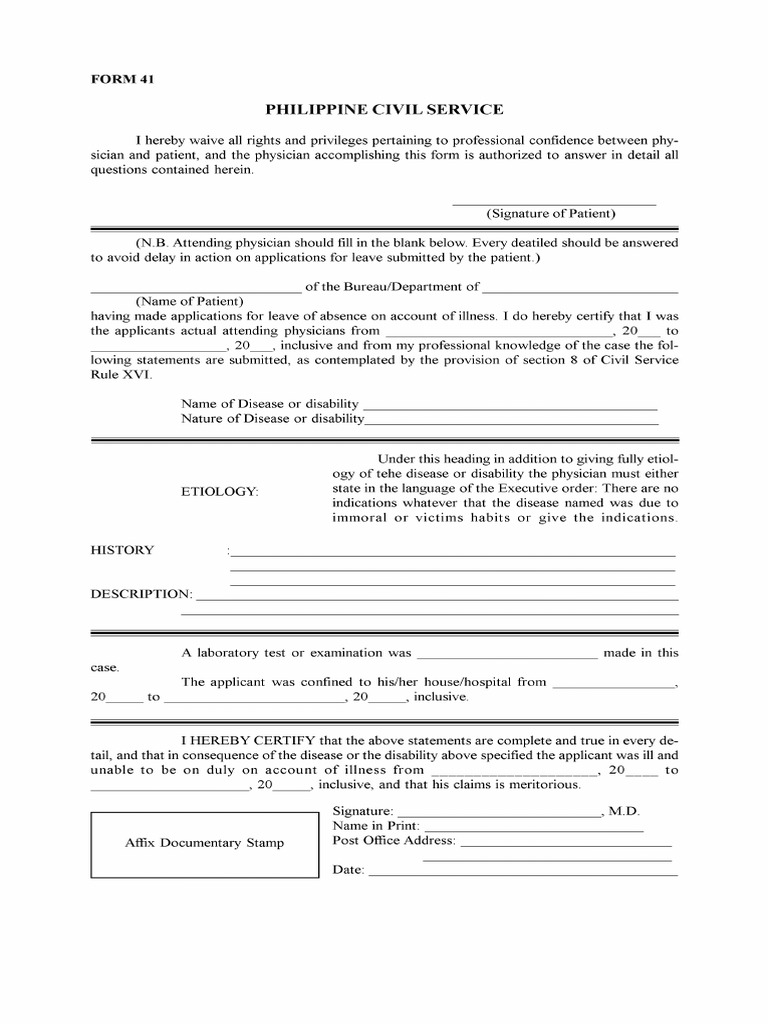 CSC Form41 (Medical Certificate-Maternity Leave) PDF | PDF