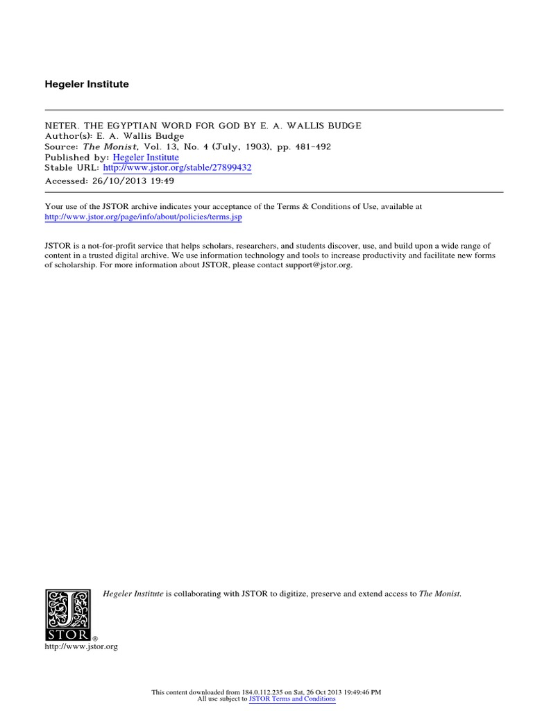 Neter: The Egyptian Word For God | PDF | Ancient Egypt | God