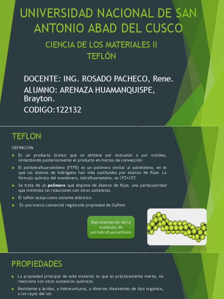 TEFLÓN | PDF | Sustancias químicas | Química