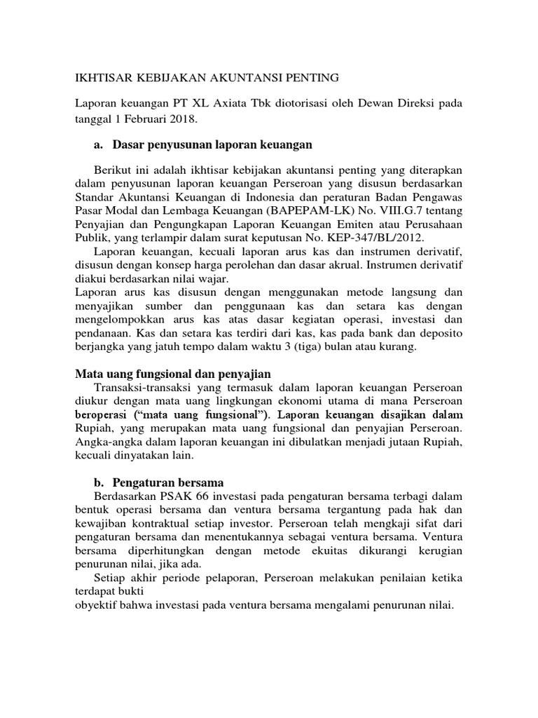 Ikhtisar Kebijakan Akuntansi Penting | PDF | Pengelolaan Keuangan & Uang