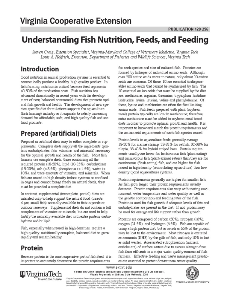 Fish Nutrition and Feeding Essentials | PDF | Vitamin | Omega 3 Fatty Acid