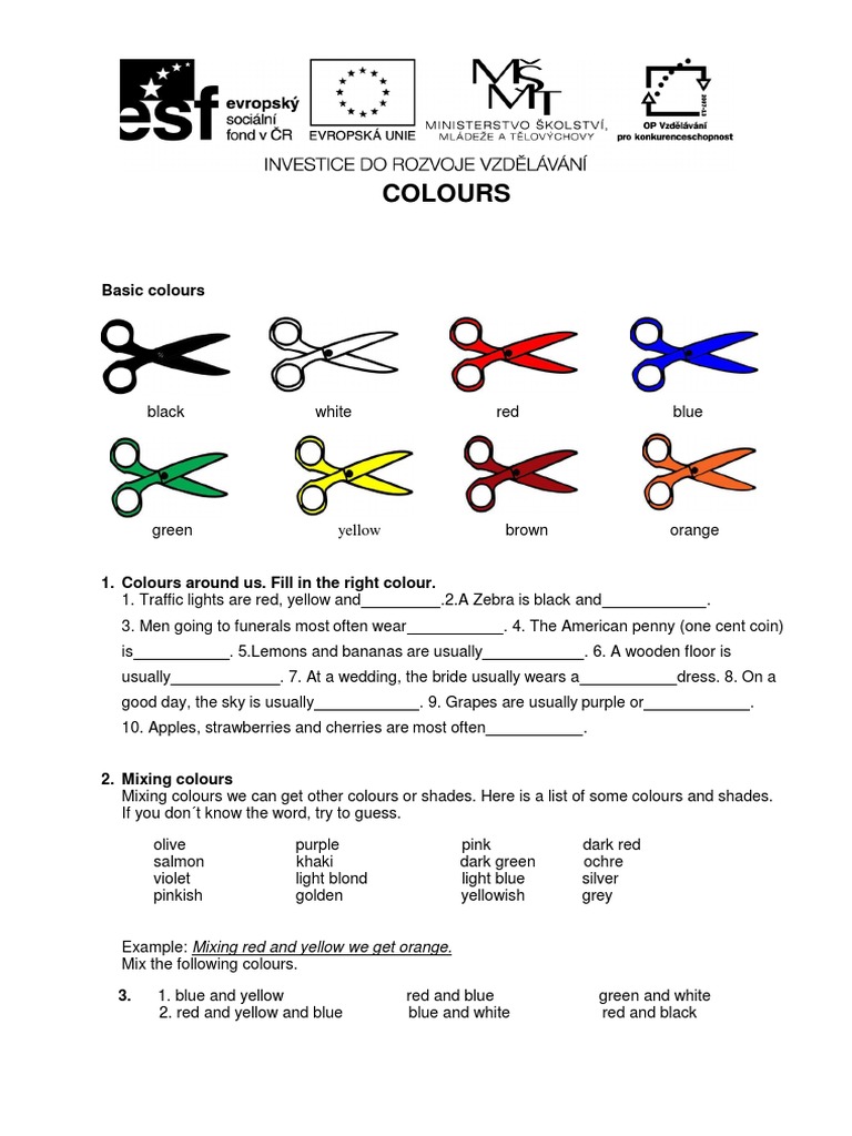 COLOURS Worksheets | PDF | Yellow | Blond
