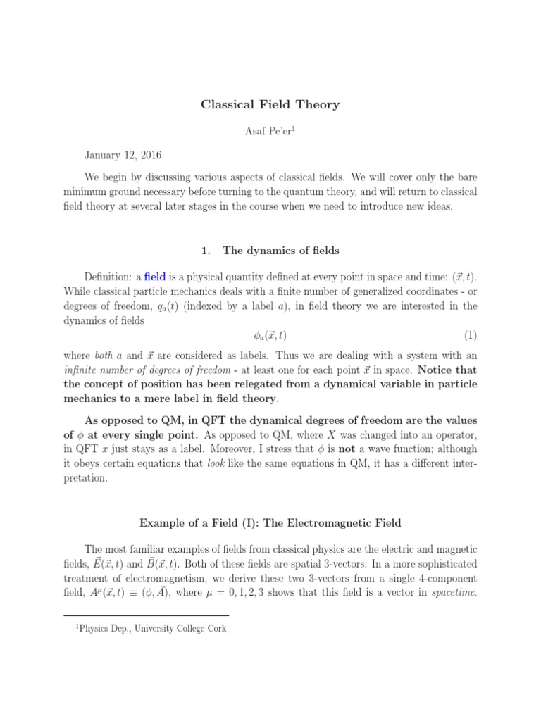 Classical Fields | PDF | Field (Physics) | Noether's Theorem