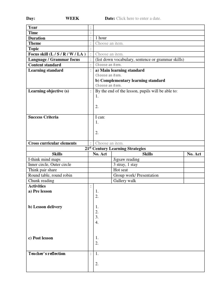 Year 3 RPH Template | PDF