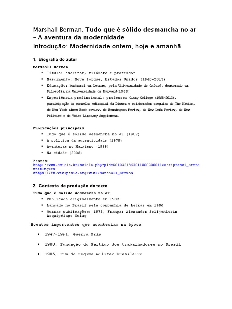 Gabriella Victorino Fichamento 1 | PDF | Modernismo | Modernidade