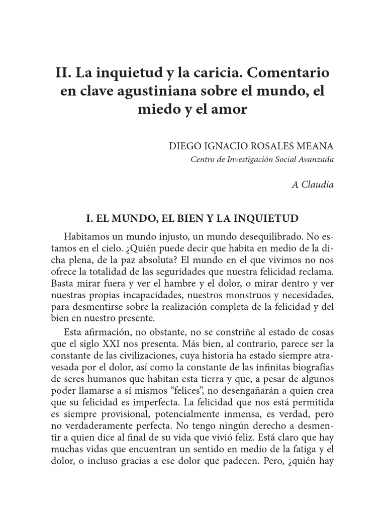 La Inquietud y La Caricia. | PDF | Agustín De Hipopótamo | Amor