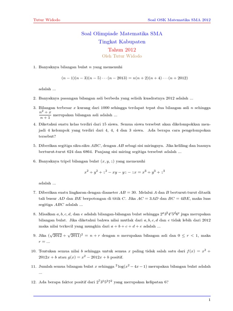 Soal Osk Sma 2012 | PDF