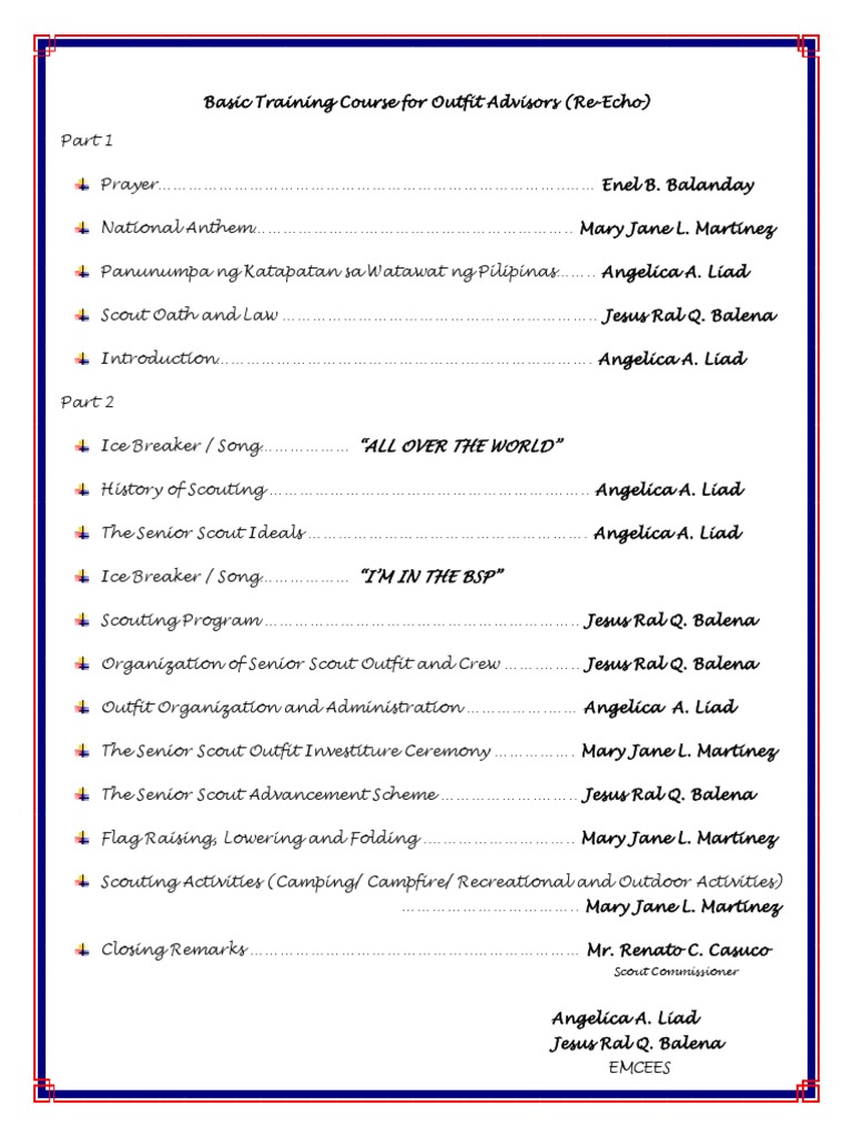 Basic Training Course For Outfit Advisors | PDF