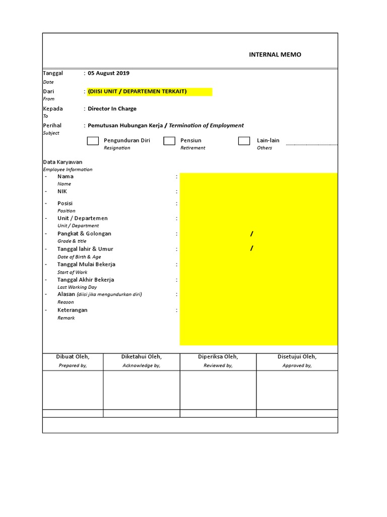 Memo Termination | PDF