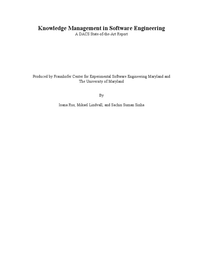 Knowledge Management in Software Engineering: A DACS State-of-the-Art ...