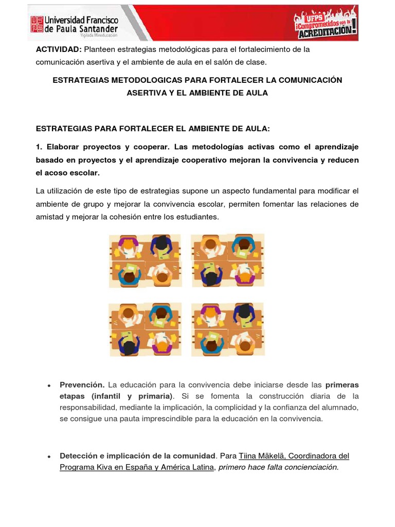Estrategias Metodologica de Com. Asertiva y de Ambiente de Aula | PDF ...