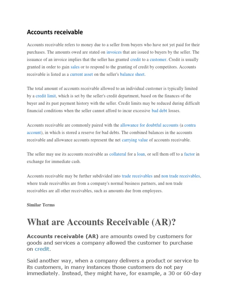 What Are Accounts Receivable (AR) ? | PDF | Credit | Finance & Money ...
