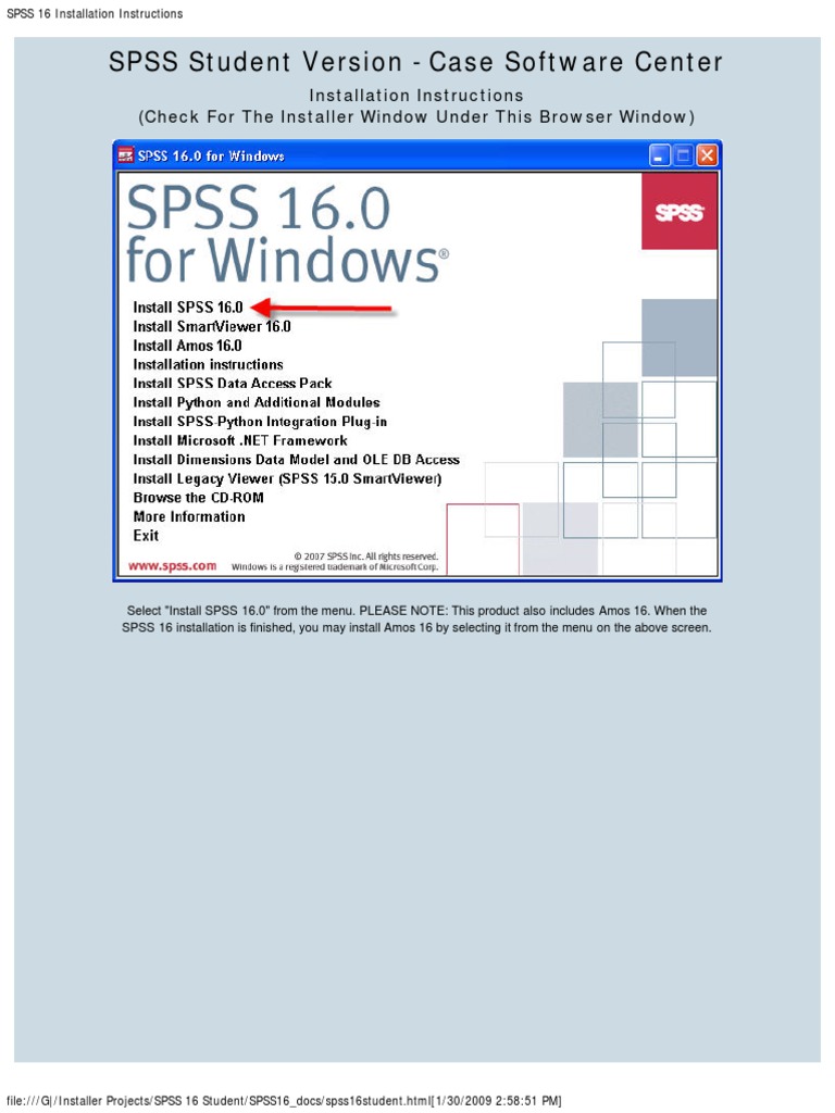 SPSS 16 Student Installation Instructions | PDF | Spss | Operating System Families