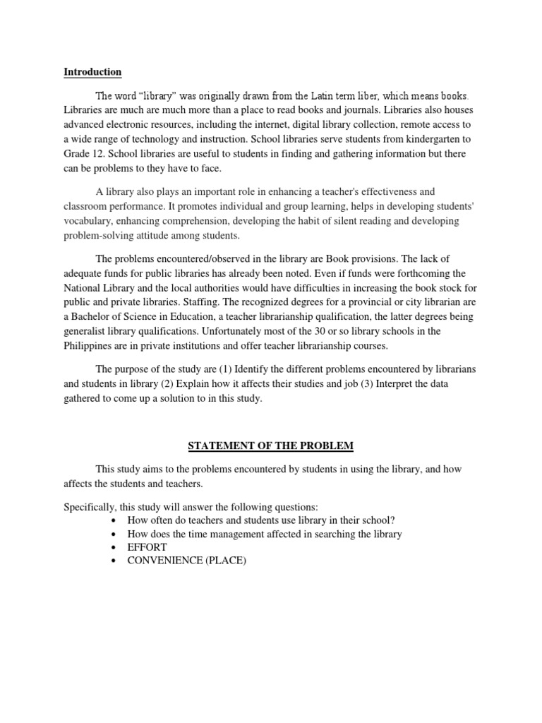 Problems Encountered in Library | PDF | School Library | Libraries