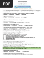 UNANG MARKAHANG PAGSUSULIT-GRADE 9 With Answer key-MA'AM NERY H. SALAZAR MT-II | PDF