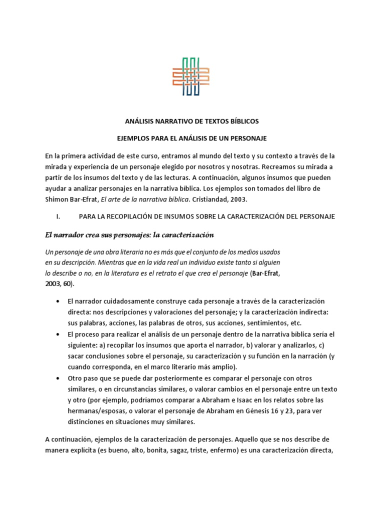 Ejemplos para El Análisis de Un Personaje en La Narrativa Bíblica | PDF ...