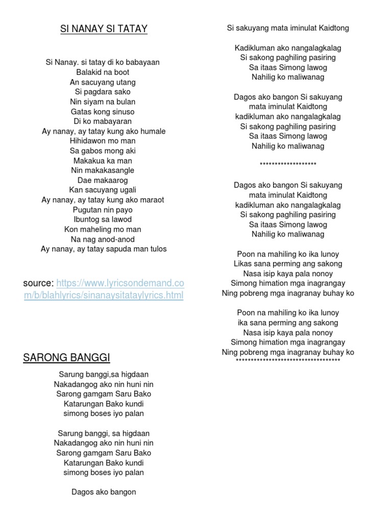 Bikol Song Lyrics | PDF