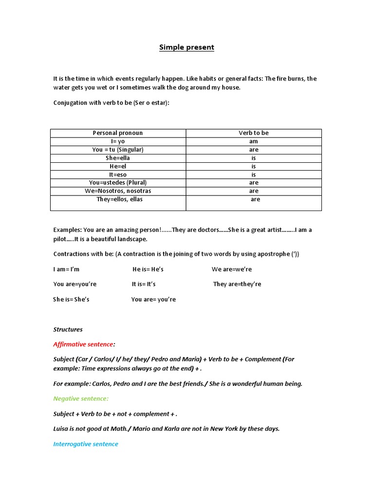 Simple Present Tense | PDF | Grammatical Conjugation | Languages