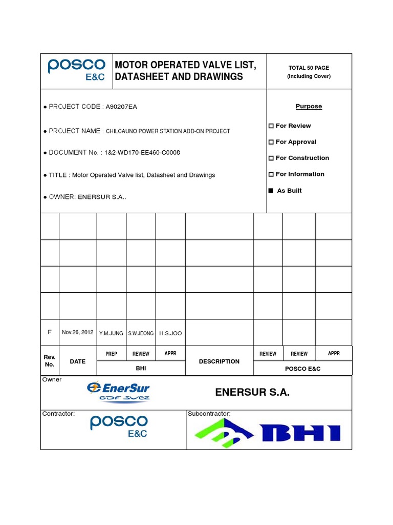 Motor Operated Valve List, Datasheet And Drawings: Enersur S.A | Switch ...