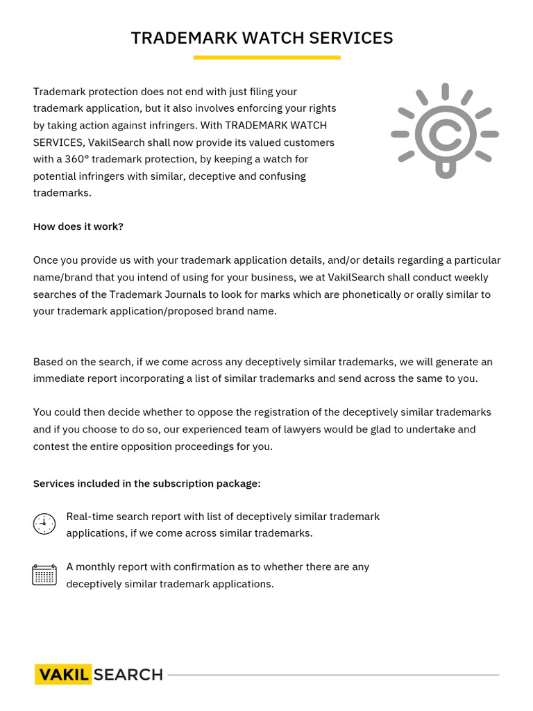 Trademark Watch Services Pricing & Details | PDF | Business | Finance ...