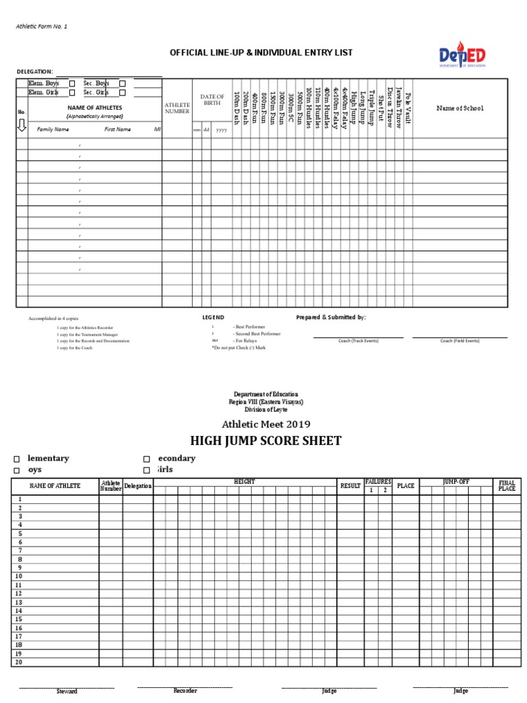 Athletics Field Forms | PDF | Track And Field | Hobbies