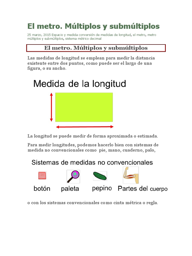 El metro. Múltiplos y submúltiplos grado 3.docx | Longitud | Decimal