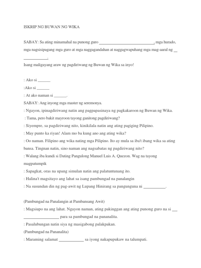 Iskrip NG Buwan NG Wika | PDF