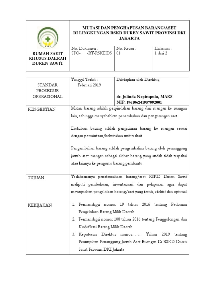SPO Mutasi Barang | PDF