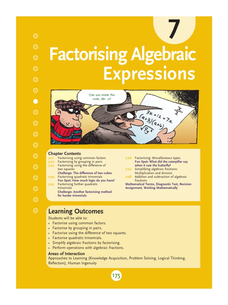 Factorising Algebraic Expressions | PDF | Factorization | Quadratic ...