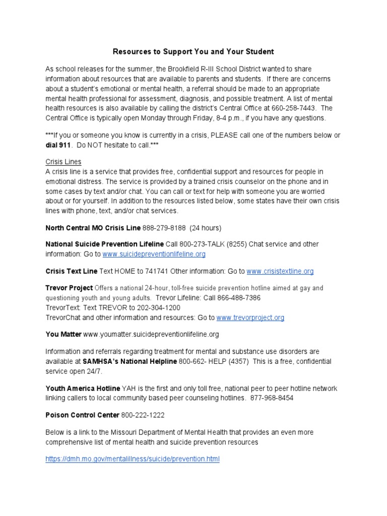 Mental Health Resources | PDF