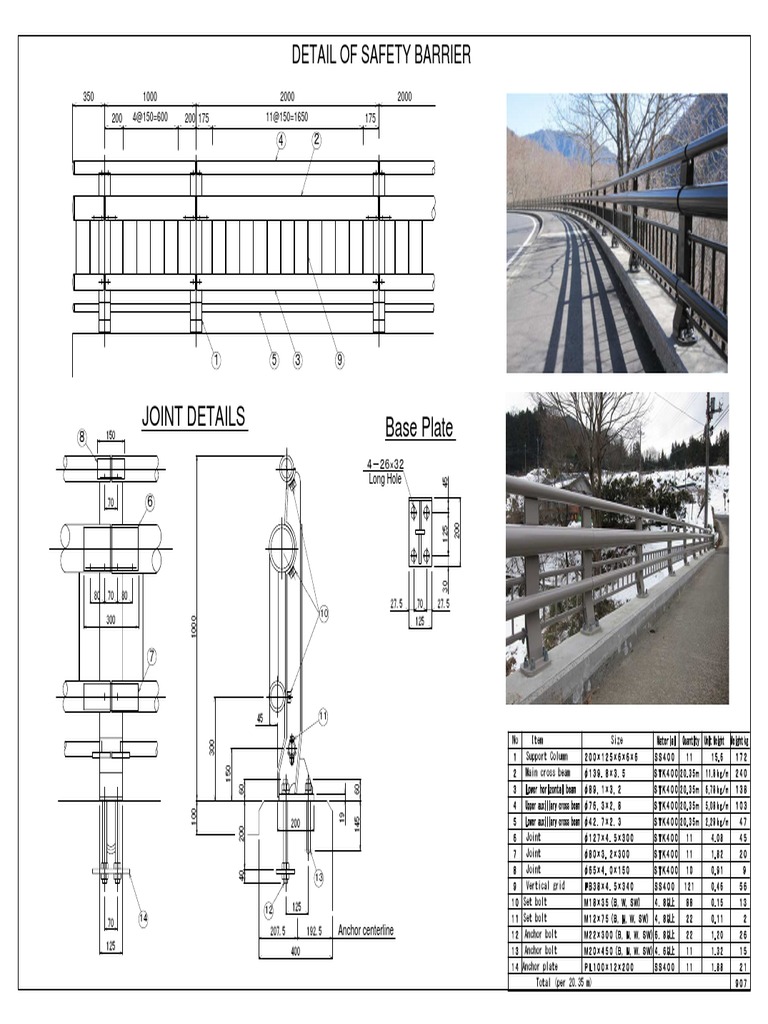 Joint Details Base Plate: Detail of Safety Barrier | PDF | Structural ...