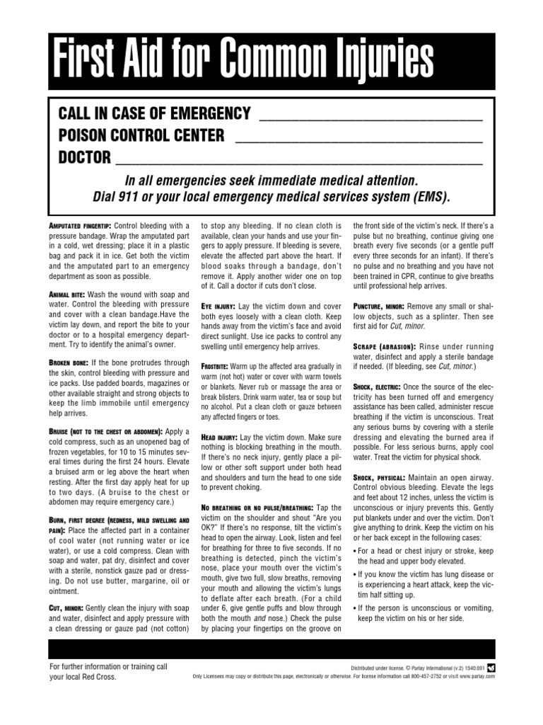 First Aid For Common Injuries | PDF | Wound | First Aid