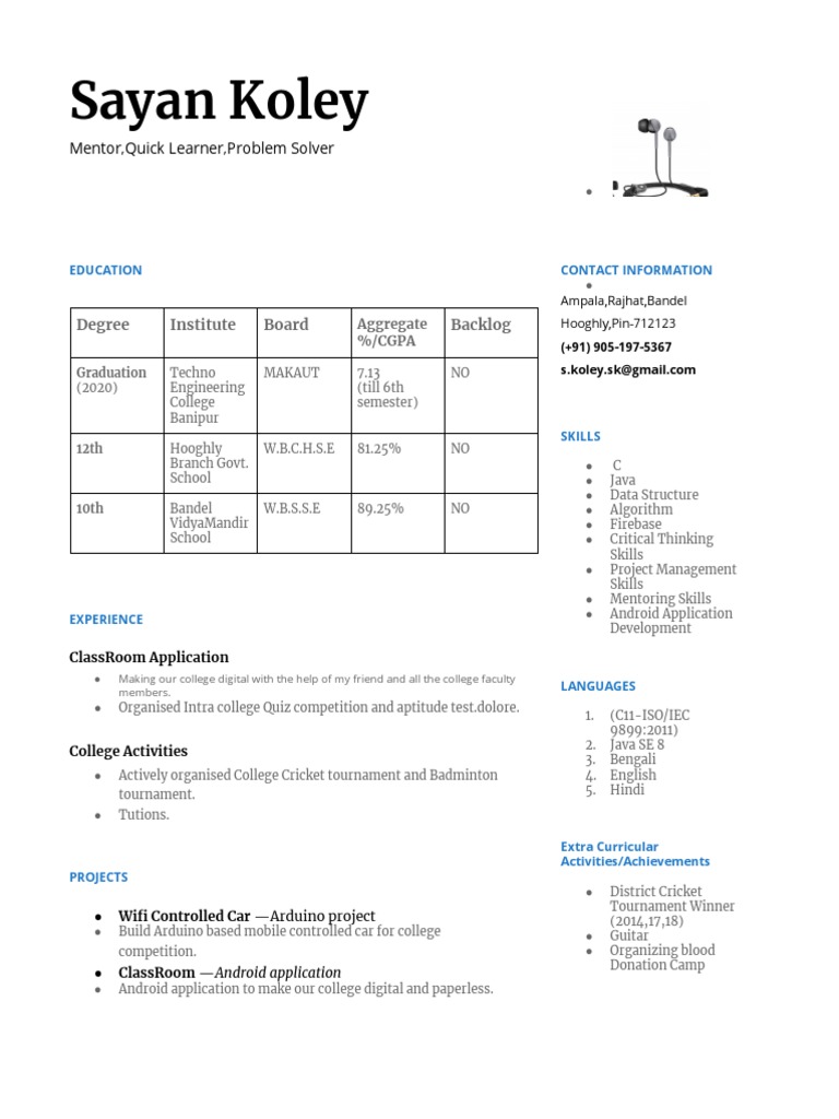 Sayan Koley: Mentor, Quick Learner, Problem Solver | PDF | Computing ...