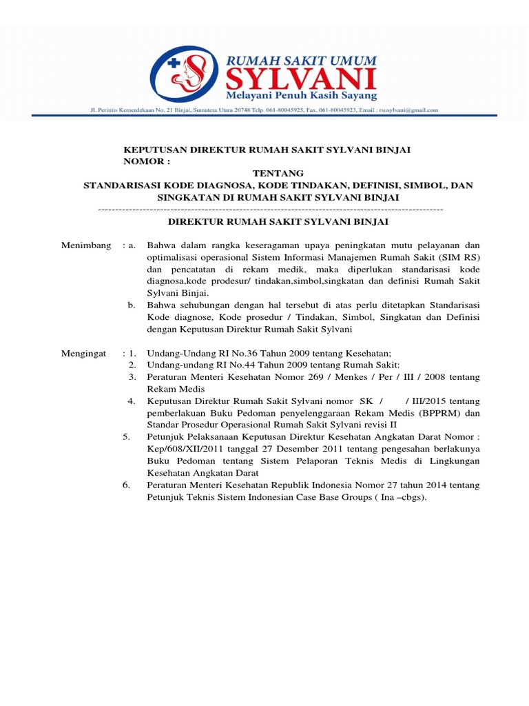 Kebijakan Kode Diagnosa, Tindakan Simbol Dan Singkatan MIRM 12 | PDF