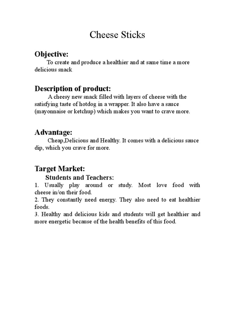 Cheese Sticks | Foods | Business | Free 30-day Trial | Scribd